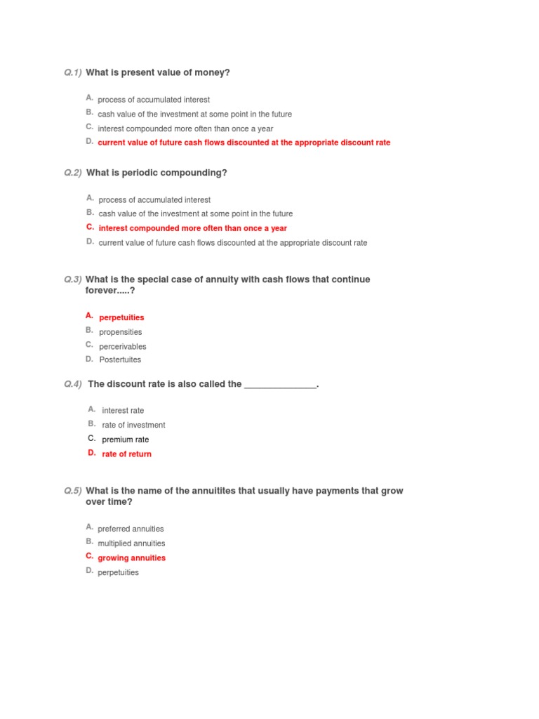 Finance Basics Quiz | PDF | Career & Growth