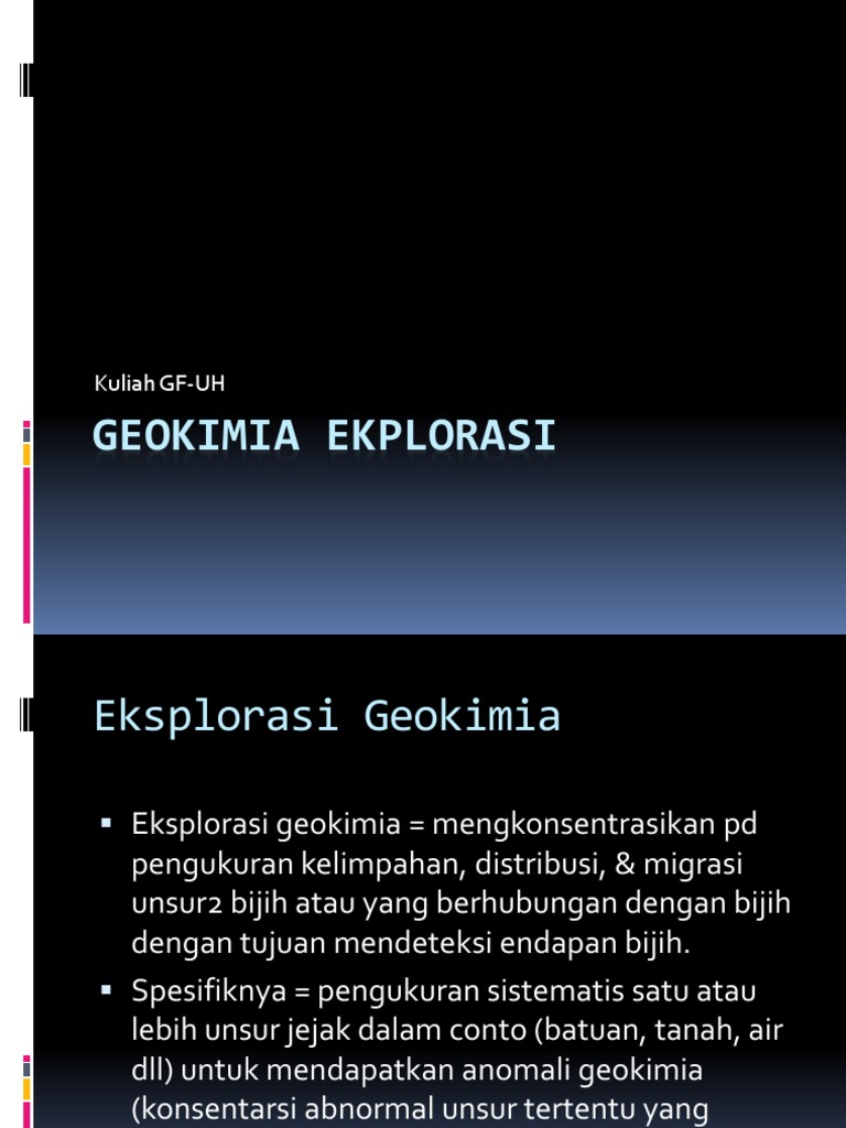 Bahan Kuliah 2 Geokimia Eksplorasi | PDF