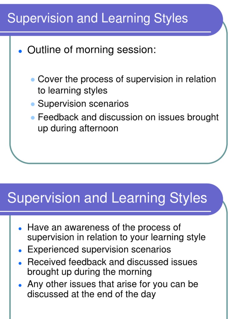 Supervision and Learning Styles Overview | PDF | Learning Styles ...