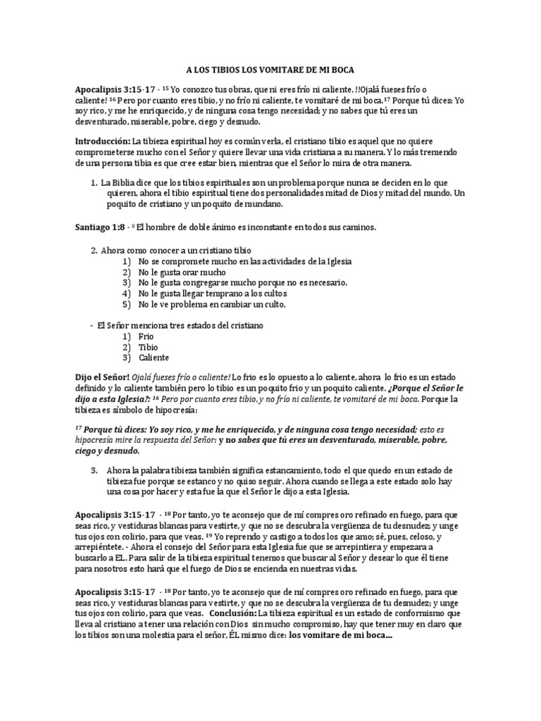 Tibieza Espiritual: Consecuencias y Llamado | PDF | Jesús | Dios