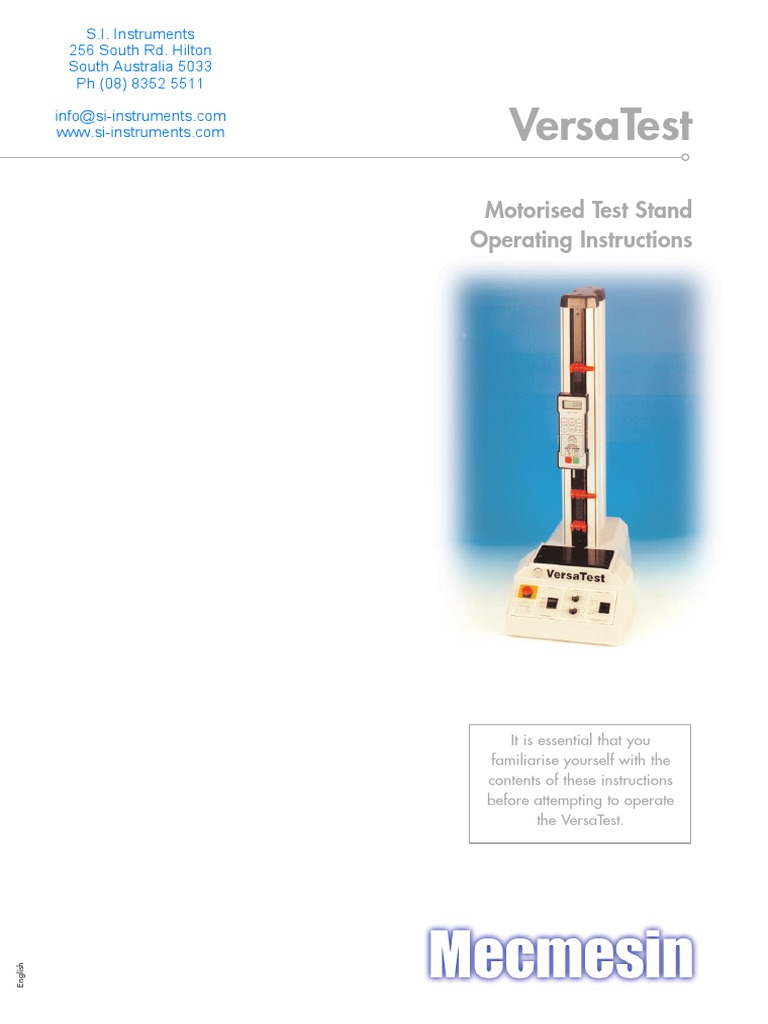 Mecmesin VersaTest Motorised Test Stand Manual | PDF | Mains ...