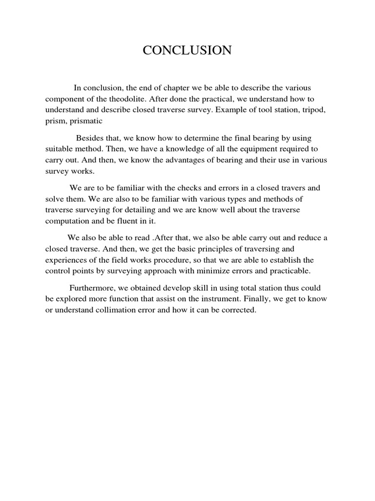 Conclusion | Download Free PDF | Surveying | Measurement