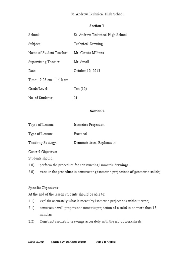 WEEK FOUR - HE10B Technical Drawing Lesson Plan - Isometric Project Ion ...