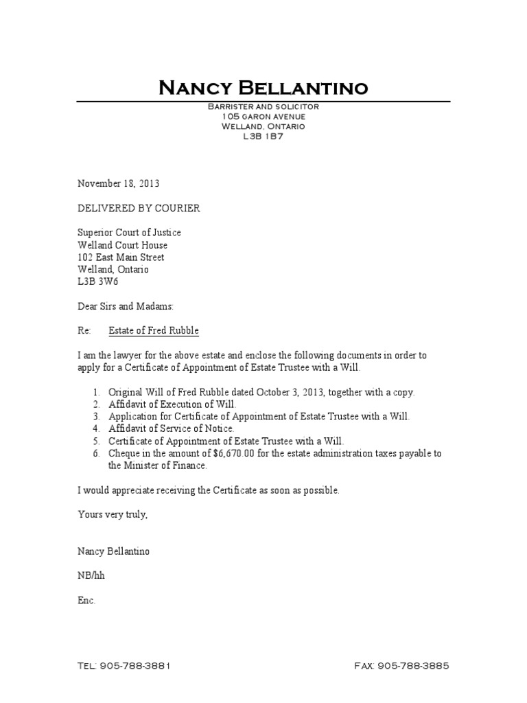 Estate Trustee Application for Fred Rubble | PDF