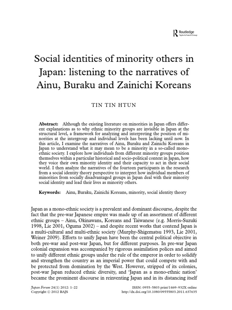 Social Identity of Minority in Japan | PDF | Identity (Social Science ...