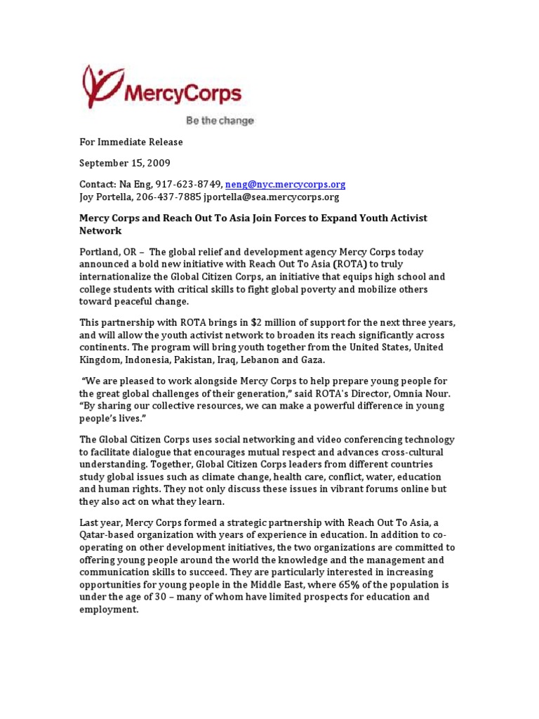 Mercy - Mercy Corps and Reach Out To Asia Join Forces To Expand Youth ...