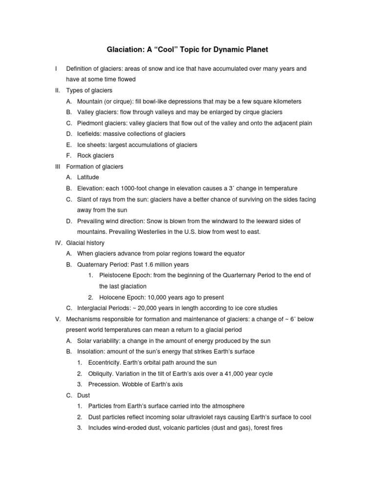 Glaciation Overview for Dynamic Planet | PDF | Glacier | Snow