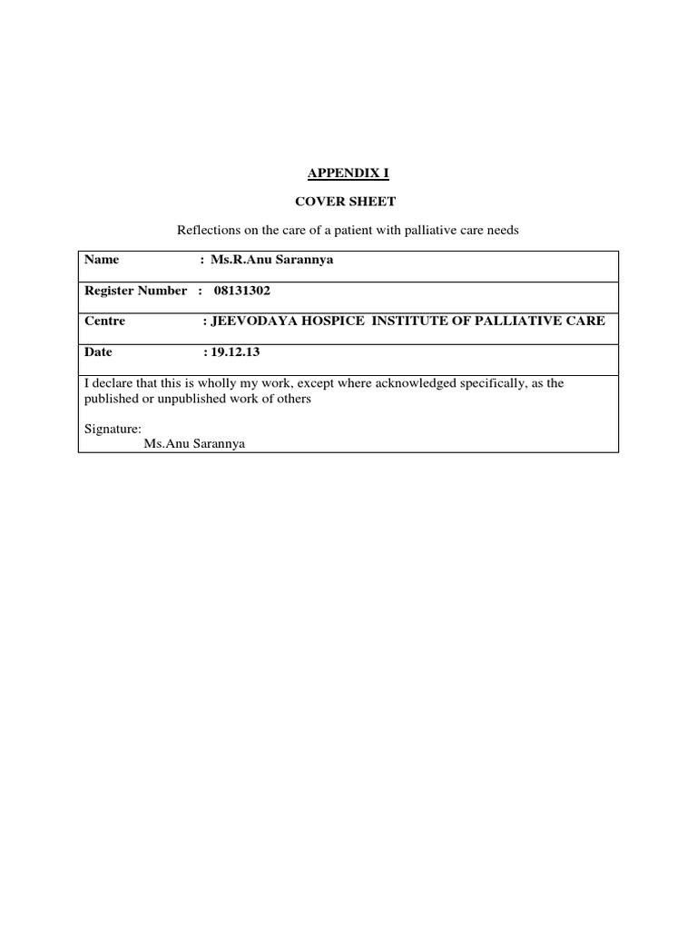 Case Reflection Format | Download Free PDF | Palliative Care | Cancer