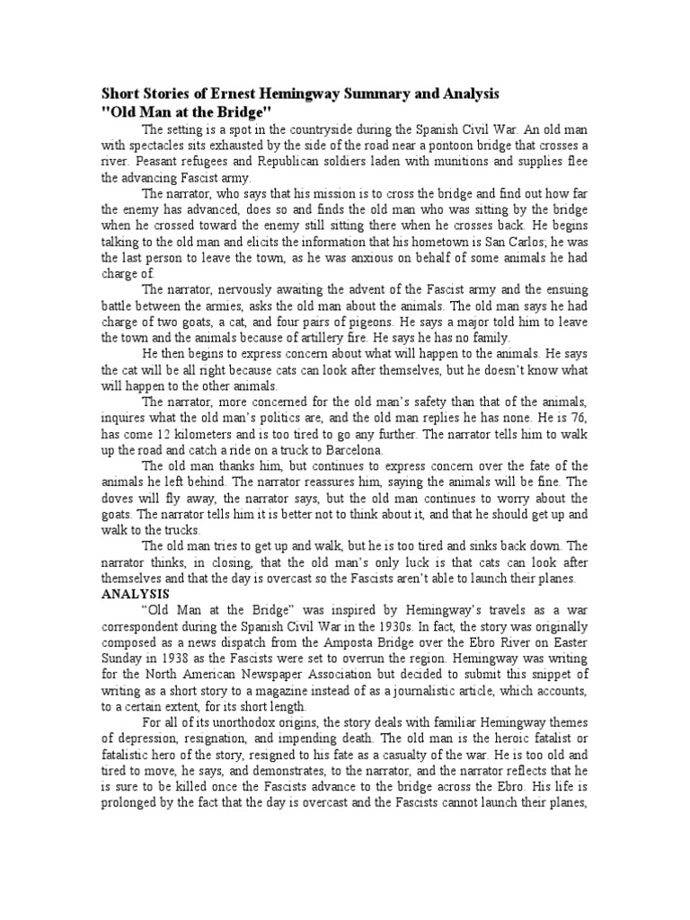 Short Stories of Ernest Hemingway Summary and Analysis | PDF | Ernest ...