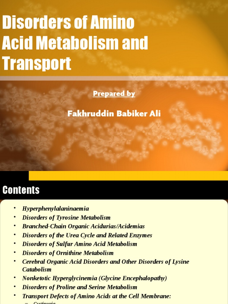 Disorders Of Amino Acid Metabolism And Transport Pdf Serine Phenylalanine
