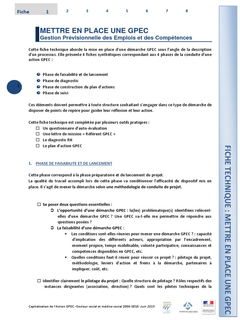 Fiche Technique Gpec Mettre en Place Une Gpec | PDF | Évolution de carrière