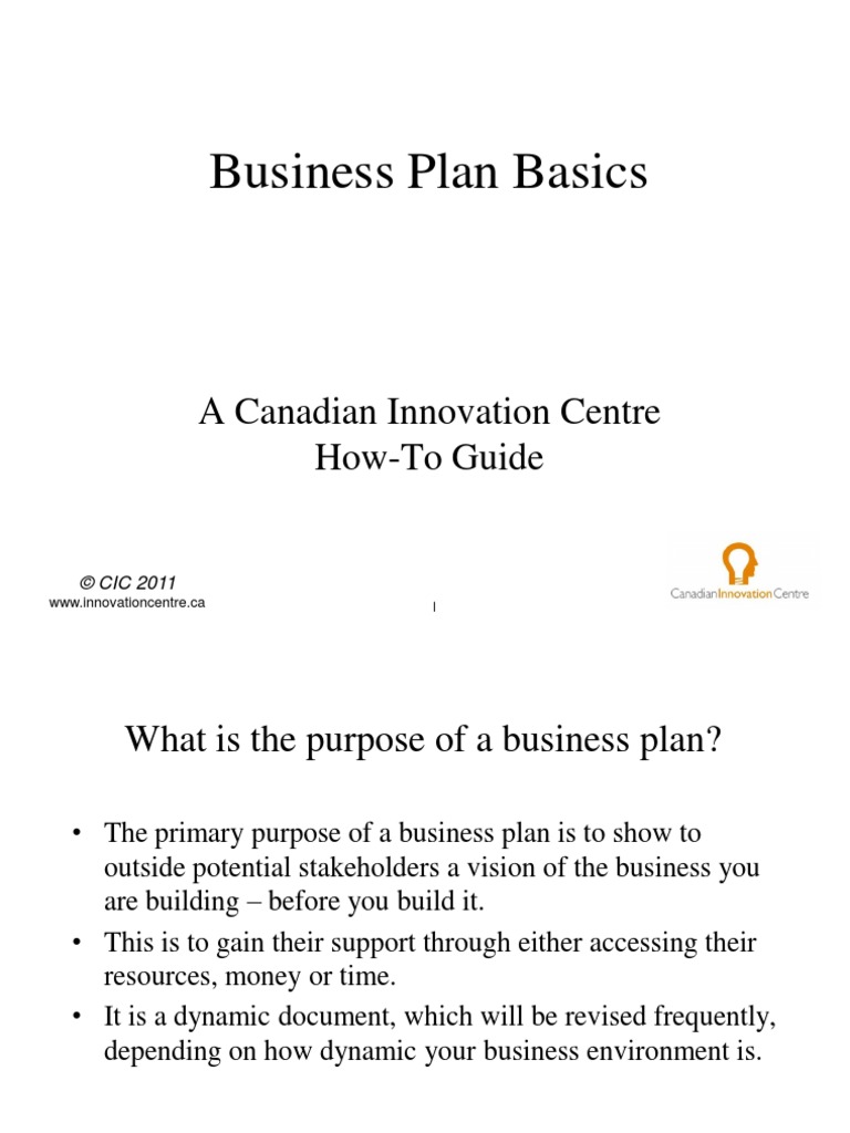 Business Plan Basics: A Canadian Innovation Centre How-To Guide | PDF ...