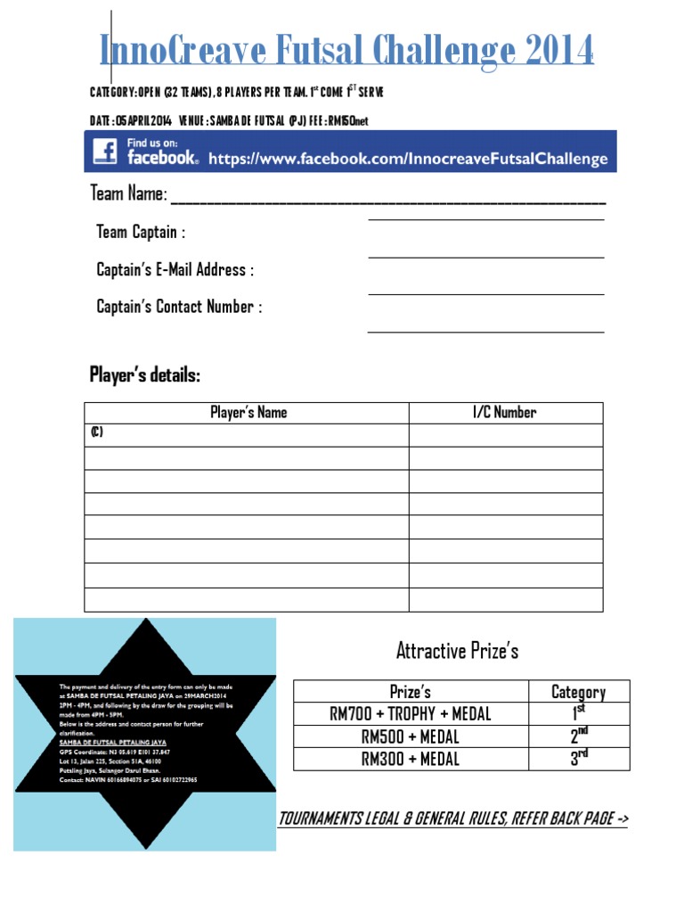 InnoCreave Futsal Challenge Registration Form | PDF | Government ...
