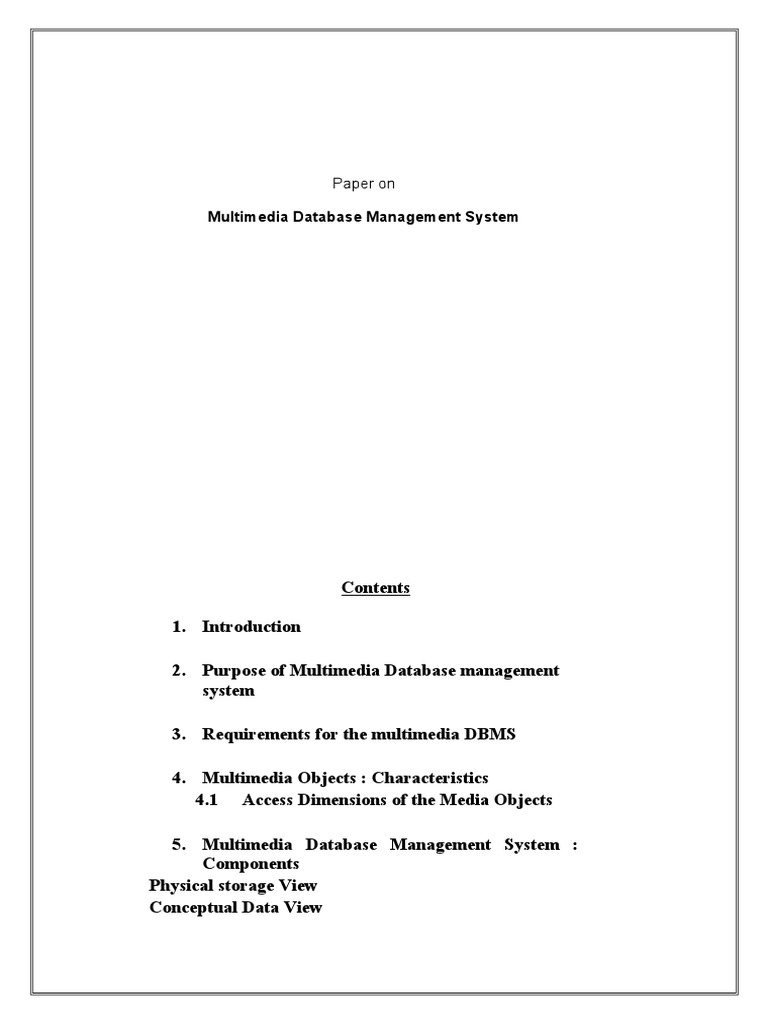 Multimedia Database Management System: Paper On | PDF | Database Transaction | Databases