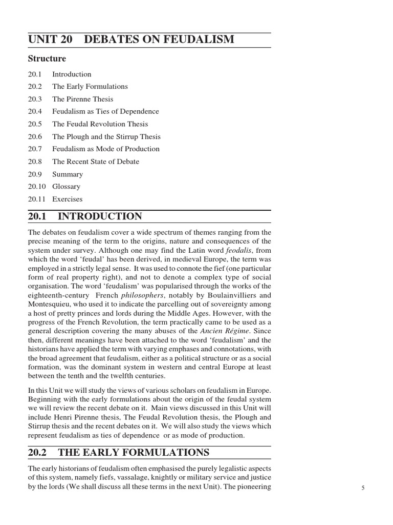Unit-20 Debates On Feudalism | PDF | Feudalism | Charlemagne