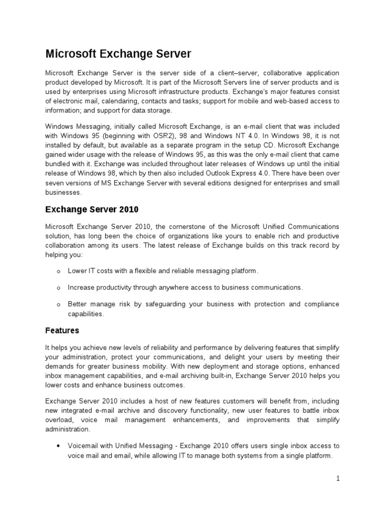 MS Exchange Server | PDF | Microsoft Exchange Server | Email