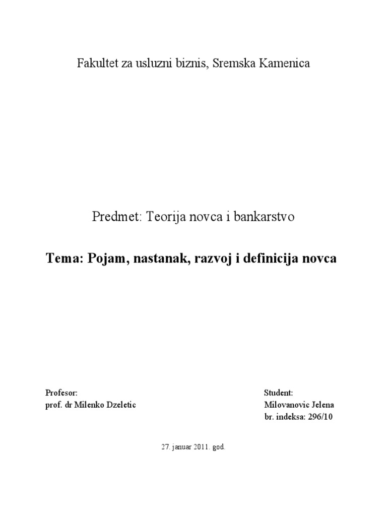 Pojam Nastanak I Razvoj Novca | PDF