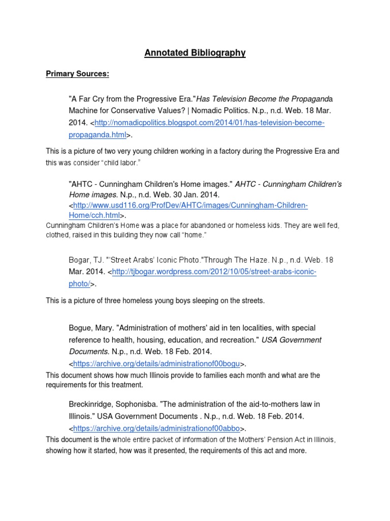 History Fair: Annotated Bibliography | PDF | Progressive Era | Welfare