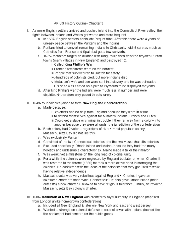 AP US History Chapter 3 | PDF | Massachusetts Bay Colony