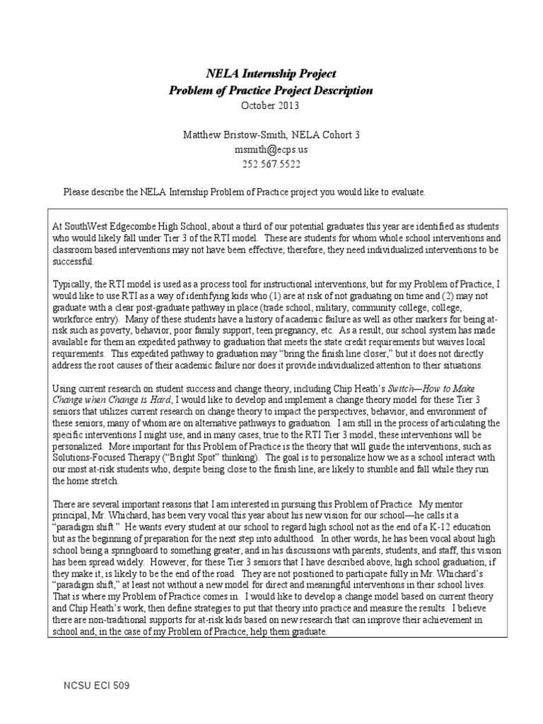 Problem of Practice Description | PDF