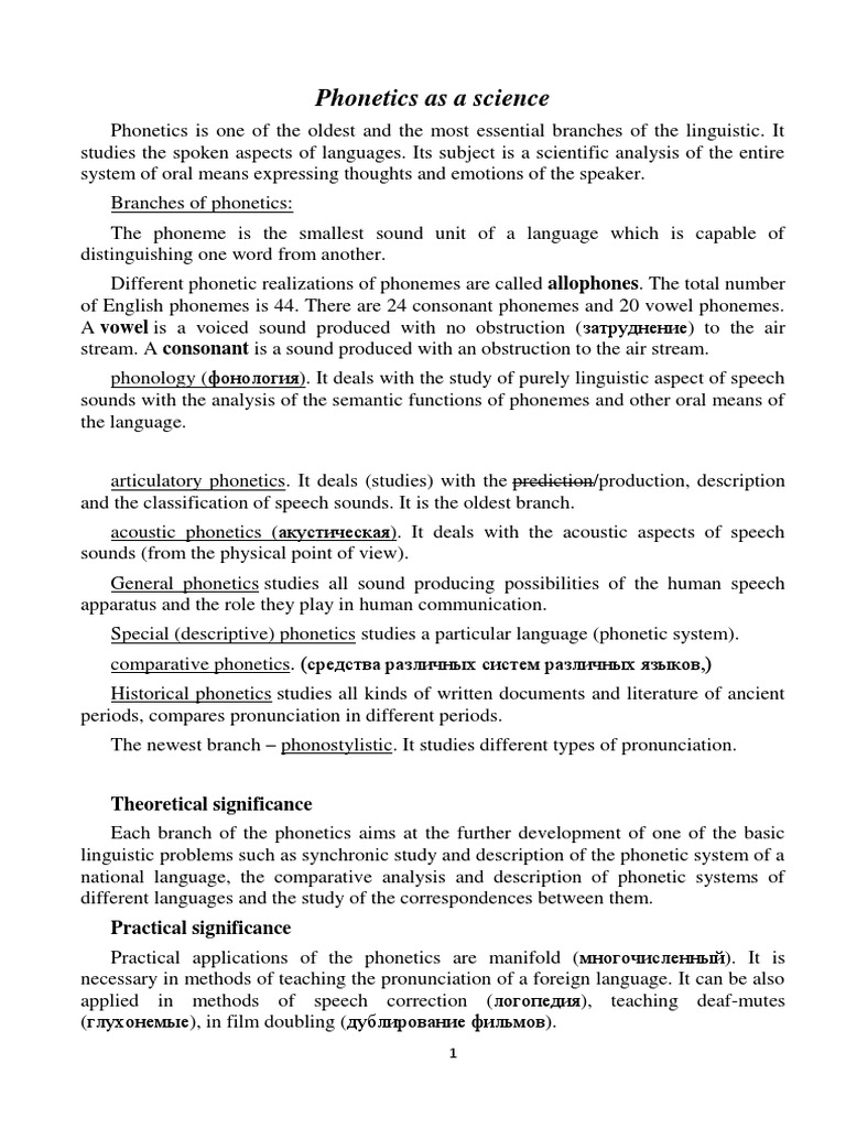 Phonetics As A Science | PDF | Phoneme | Phonetics