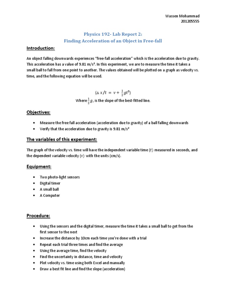 Physics Report 2 | PDF | Velocity | Significant Figures