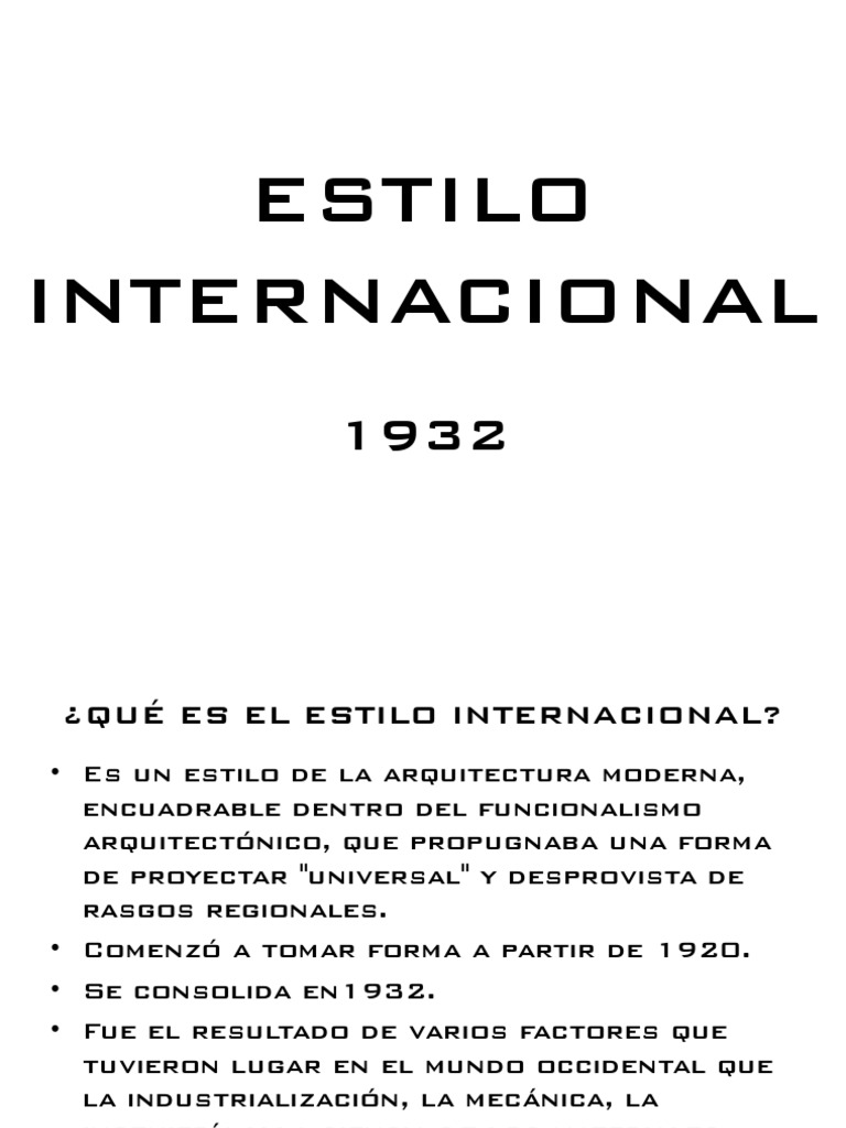 Estilo Internacional | PDF | Estilo | Diseño arquitectonico