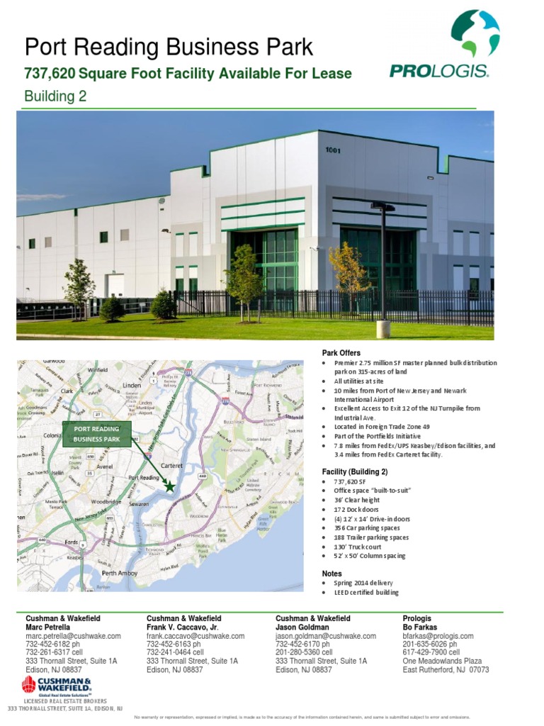 Port Reading Business Park Leasing Info | PDF | New Jersey | East ...