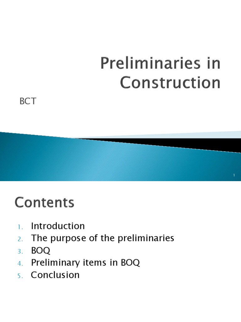 Preliminaries in Construction | PDF