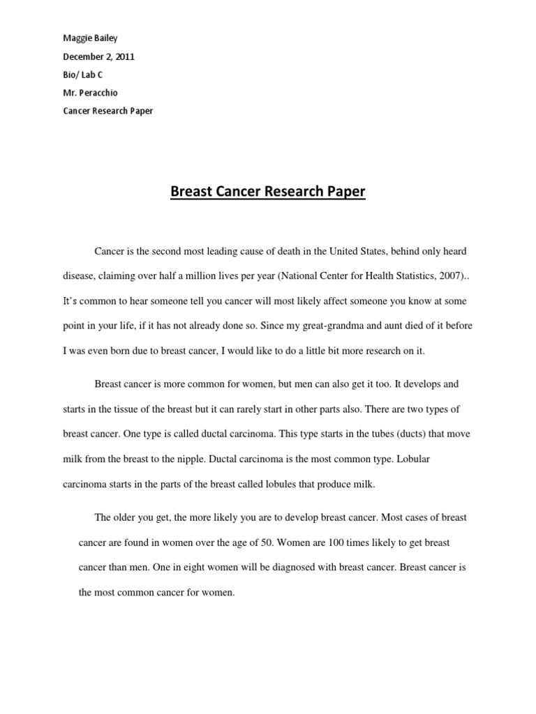 Breast Cancer Research Paper | PDF | Breast Cancer | Mammography