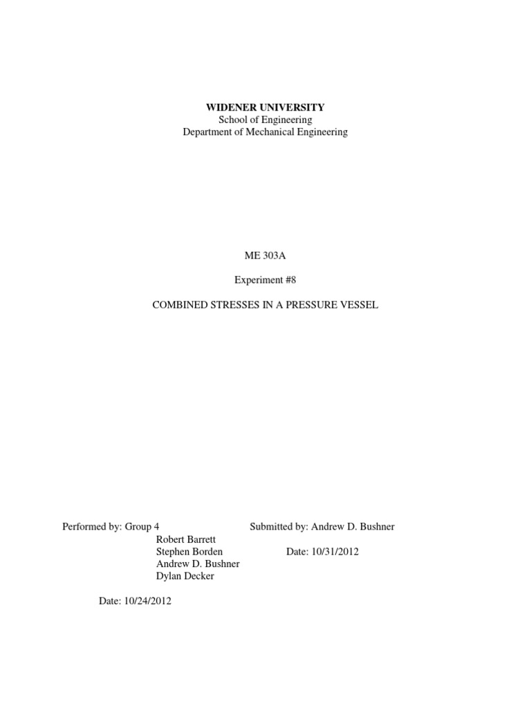 Pressure Vessel Lab Report | PDF | Stress (Mechanics) | Elasticity ...