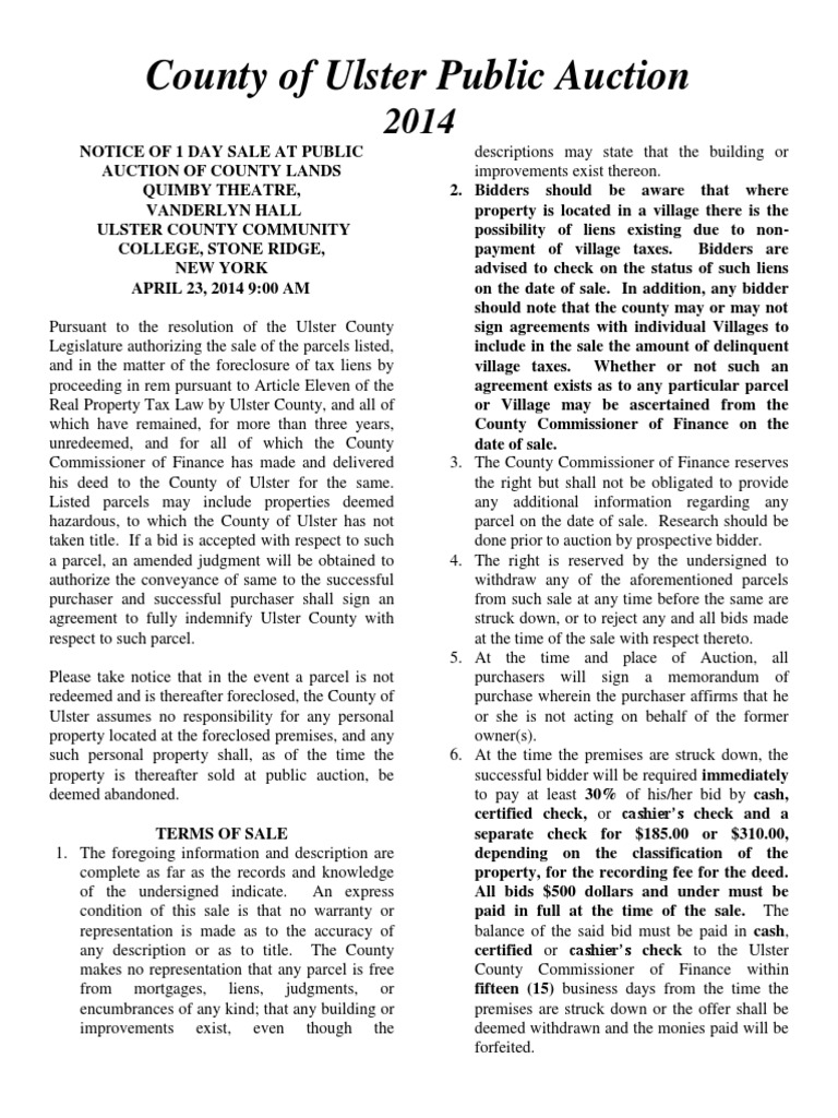 2014 Public Auction Brochure 1 | PDF | Concurrent Estate | Foreclosure