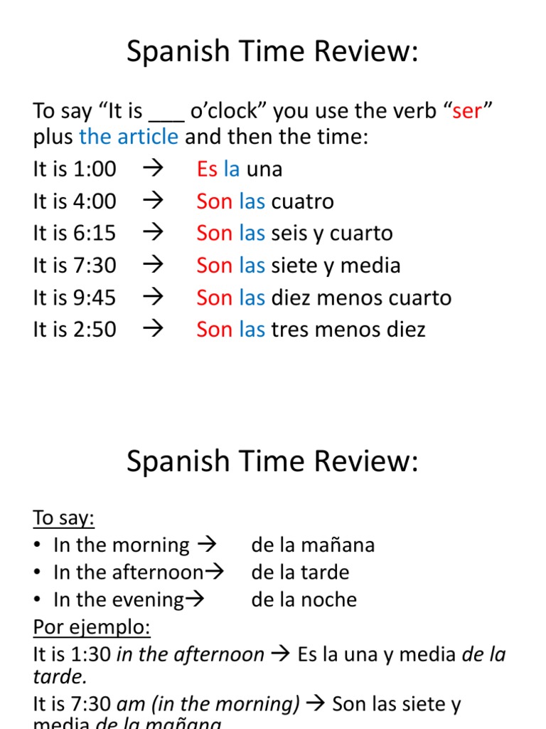 Spanish Time Review | PDF | Relaciones personales, crianza y desarrollo ...