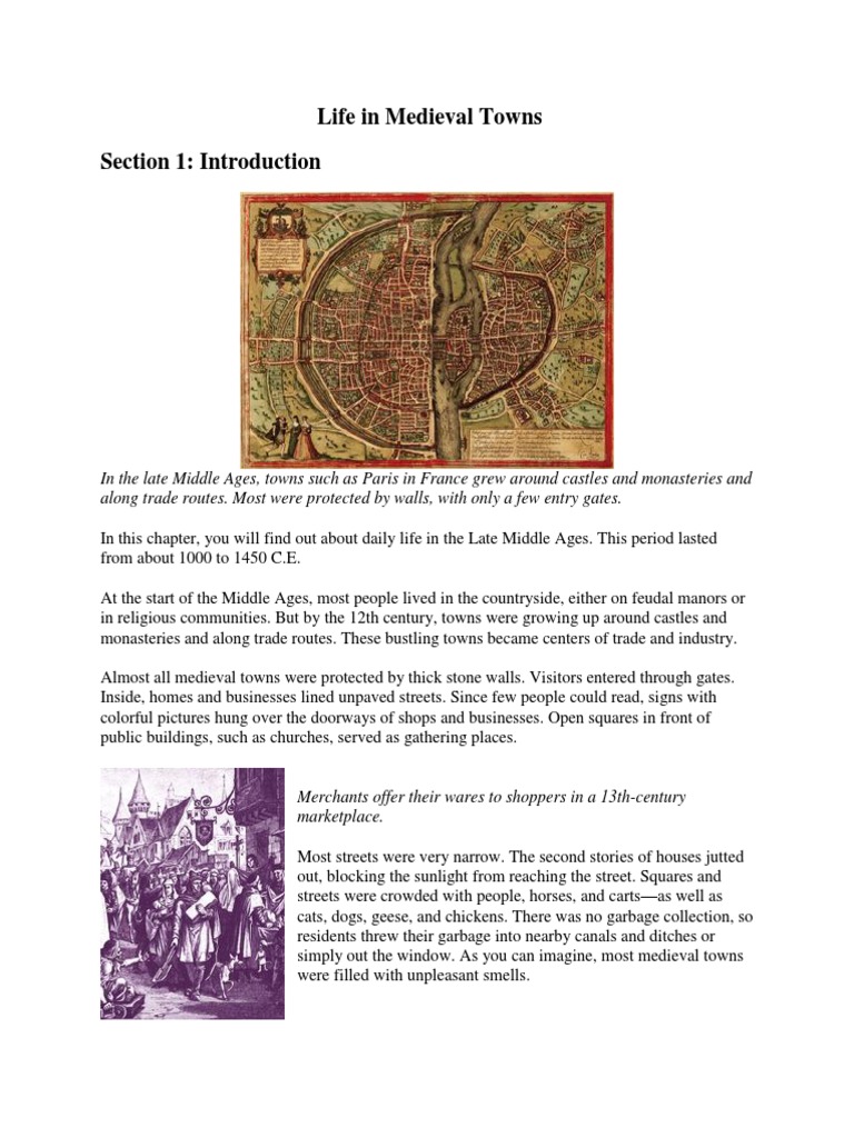 Life in Medieval Towns Text | PDF | Guild | Journeyman