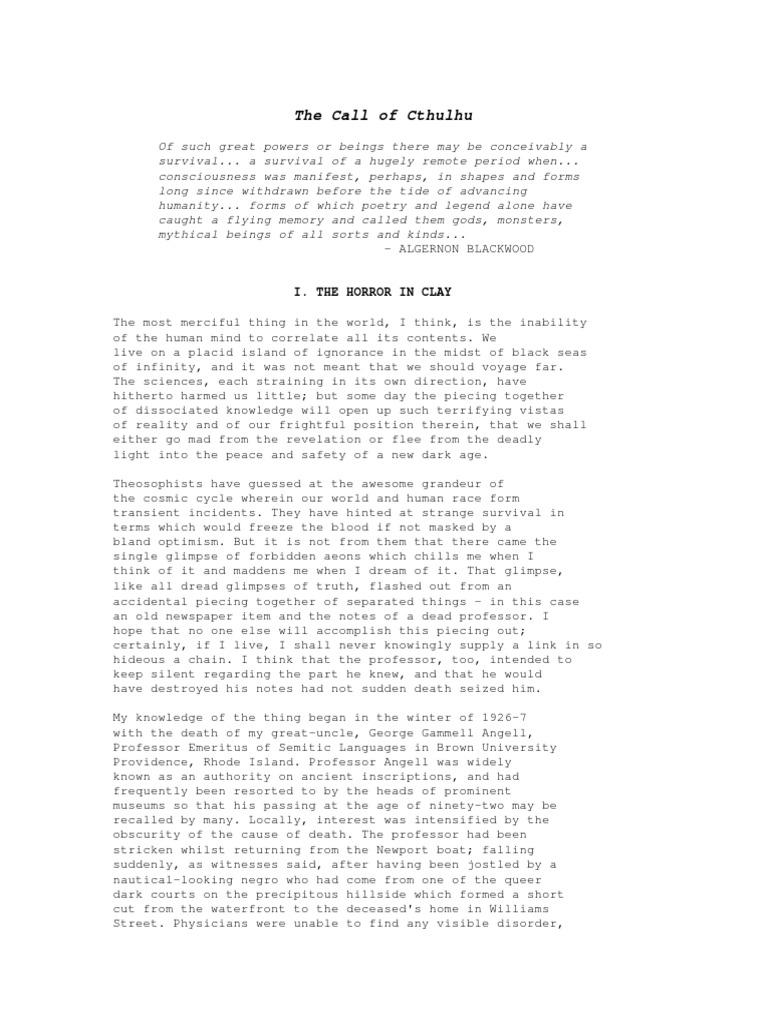 The Call of Cthulhu | PDF | Dream