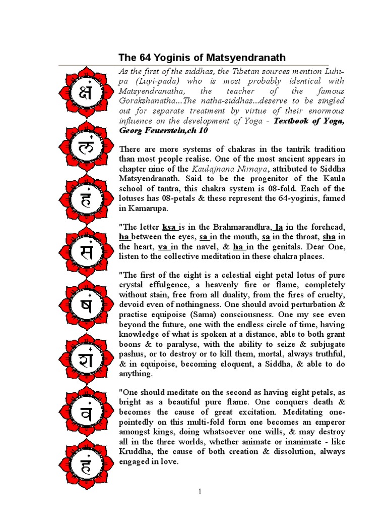 The 64 Yoginis of Matsyendranath | PDF | Spirituality | New Age