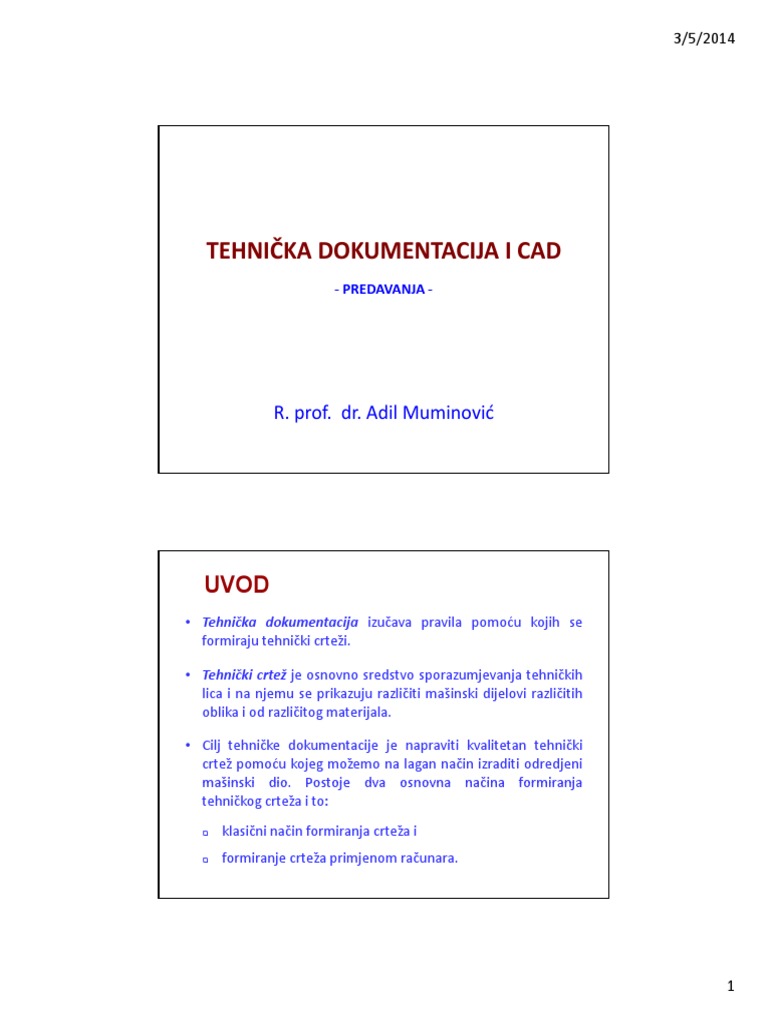 Tehnicka Dokumentacija I CAD - 1 | PDF