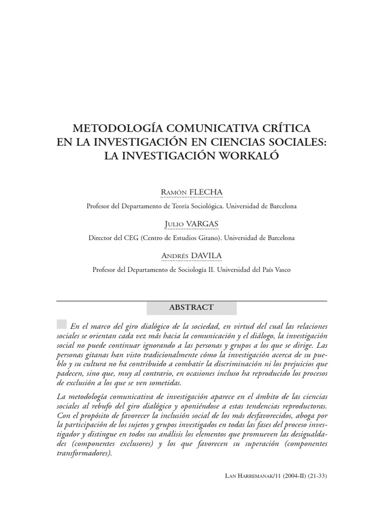 METODOLOGÍA COMUNICATIVA CRÍTICA Workalo | PDF | Science | Conocimiento