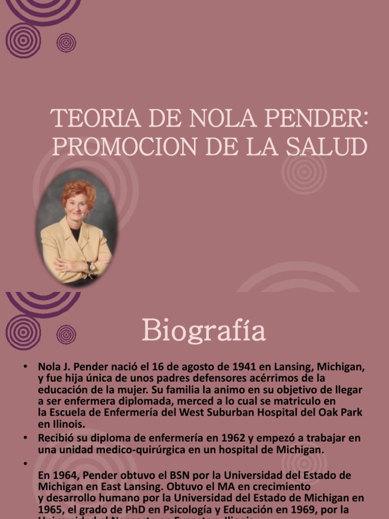 Teoria de Nola Pender | PDF | Comportamiento | Enfermería