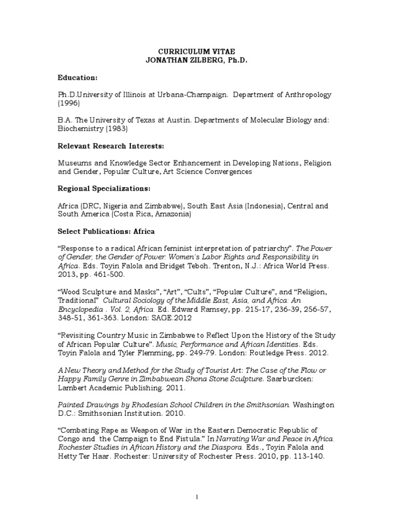 Africa CV | PDF | Zimbabwe | Anthropology