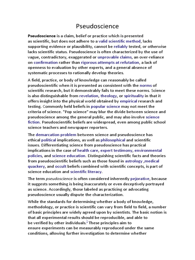 Pseudoscience: Pseudoscience Is A Claim, Belief or Practice Which Is ...