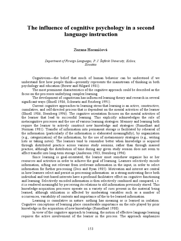 Cognitive Psychology in Language Learning | PDF | Career & Growth ...