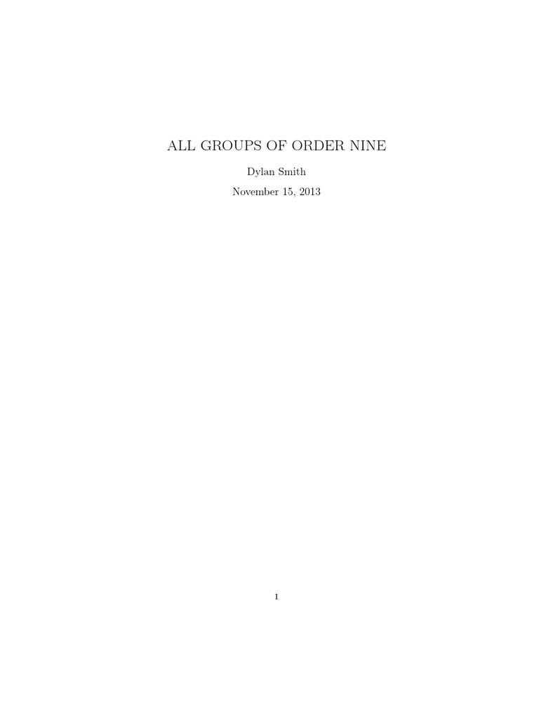 Groups of Order Nine Explained | PDF