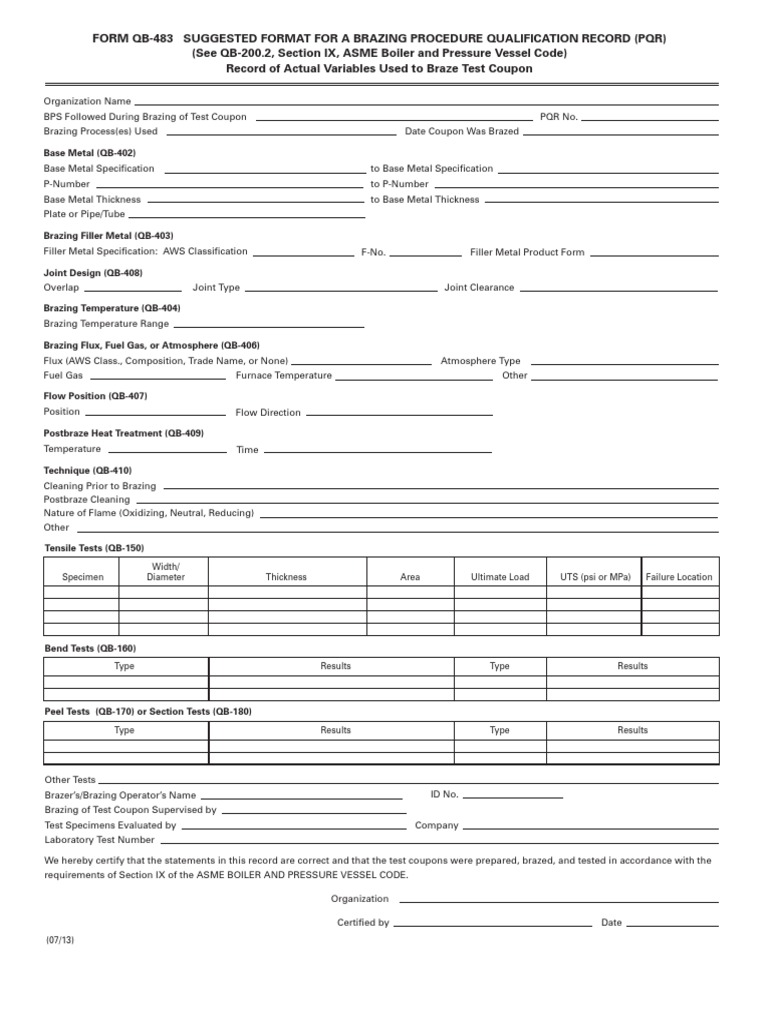 Brazing Procedure Qualification Record | PDF