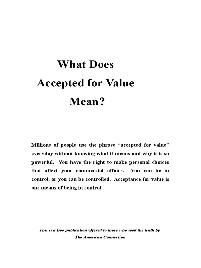 What Does Accepted For Value Mean? | PDF | Foreclosure | Debt