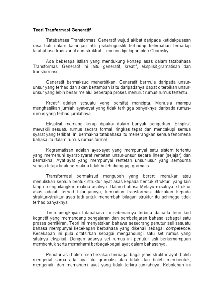 Teori Tranformasi Generatif | PDF
