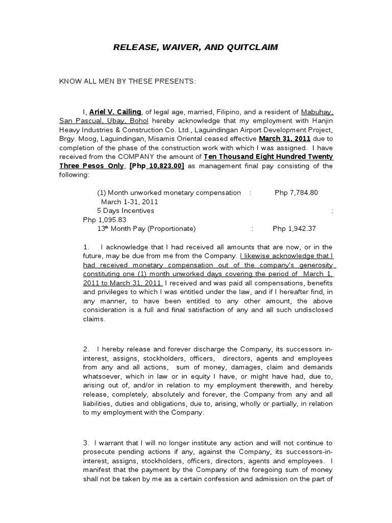 Quitclaim Sample | PDF