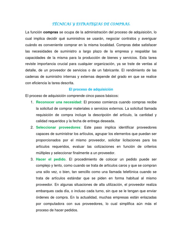 Estrategias Efectivas de Compras | PDF | Calidad (comercial) | Outsourcing