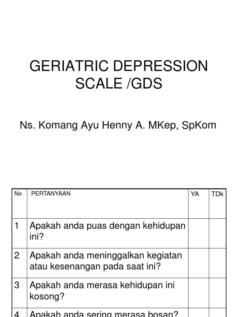Geriatric Depression Scale | PDF | Pengembangan Diri