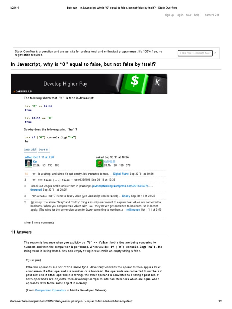 Boolean - in Javascript, Why Is - 0 - Equal To False, But Not False by Itself - Stack Overflow ...